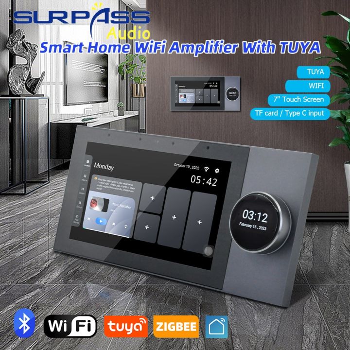 Smart Wall Amplifier 7 inch WiFi Bluetooth TUYA 2 Channels 25W Powerful ...
