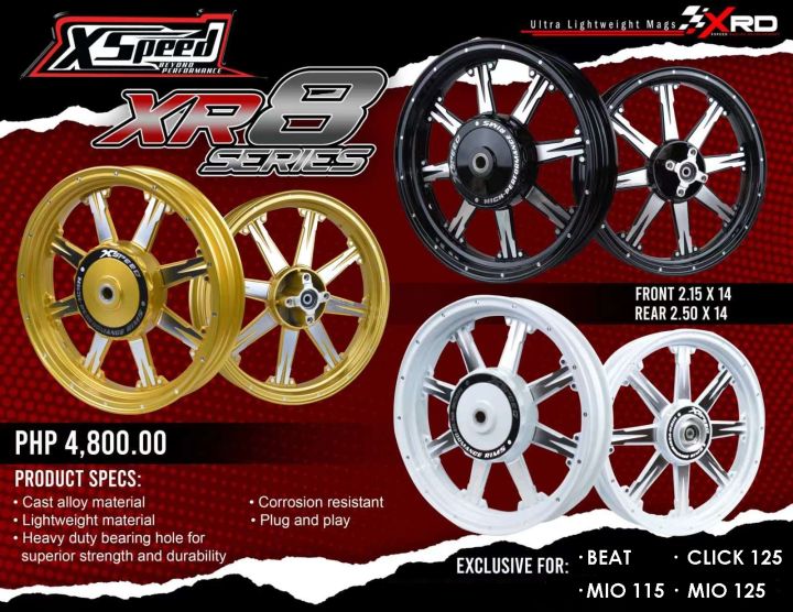 Xspeed Mags XR8 (4 holes) For Mio i 125/M3/Mxi/Mio Sporty/Click F:2 ...