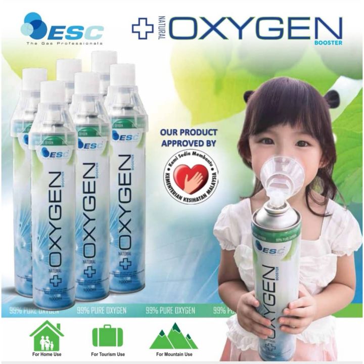 ESC Portable Oxygen Inhaler (1000ml) 1 Bottle / 1瓶便携氧气瓶 / 1 Botol ...