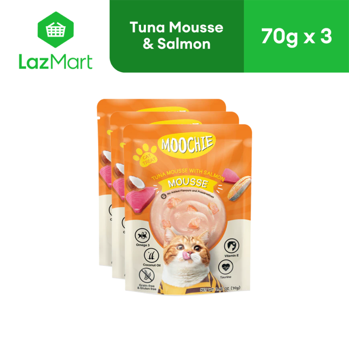 Moochie Mousse Cat Food with Tuna & Salmon 70g - Pack of 3 | Lazada PH