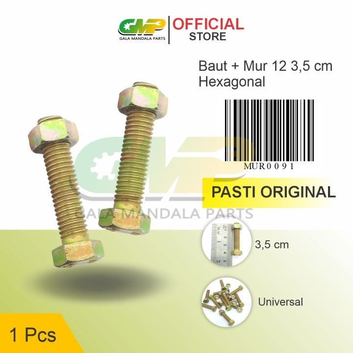 Baut + Mur 12 3,5cm Kuning Hex Set Kualitas Kuat Awet Universal ...