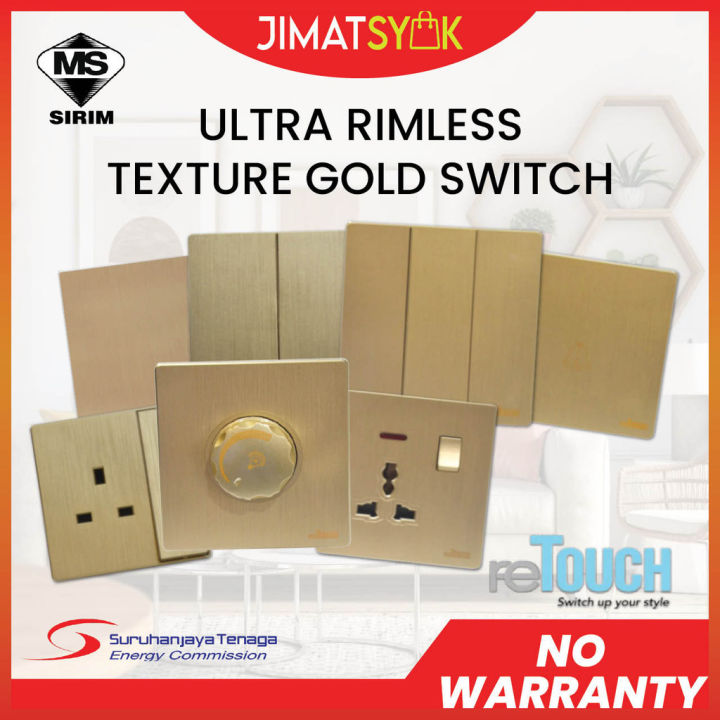 [SIRIM] reTouch Ultra Rimless Switch 1/2/3/4 Gang Texture Gold Series ...