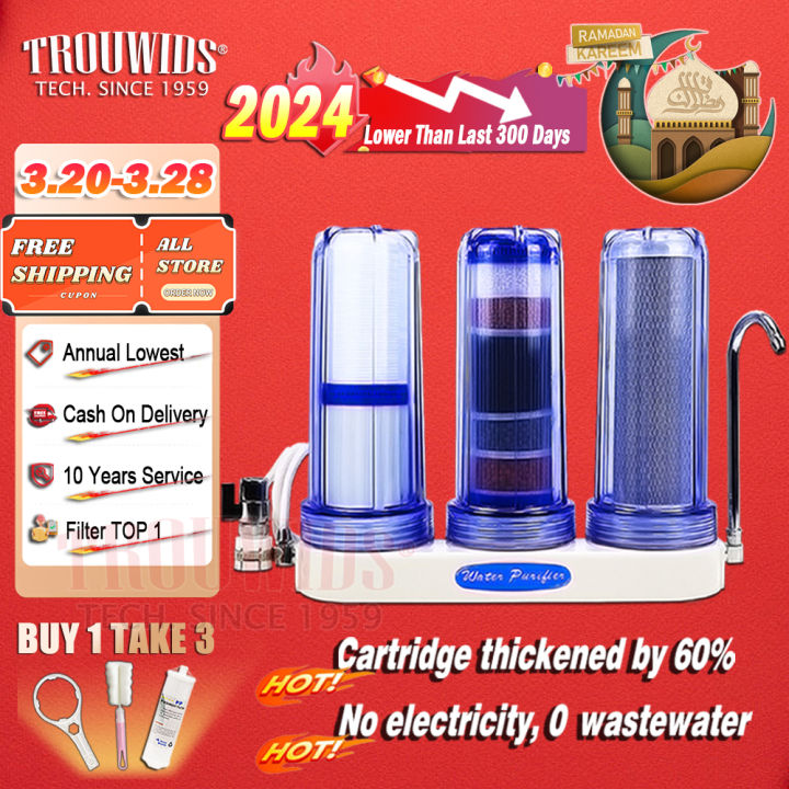 TROUWIDS Water Filter Drinking Water 3-Stages Water Purifier Penapis ...