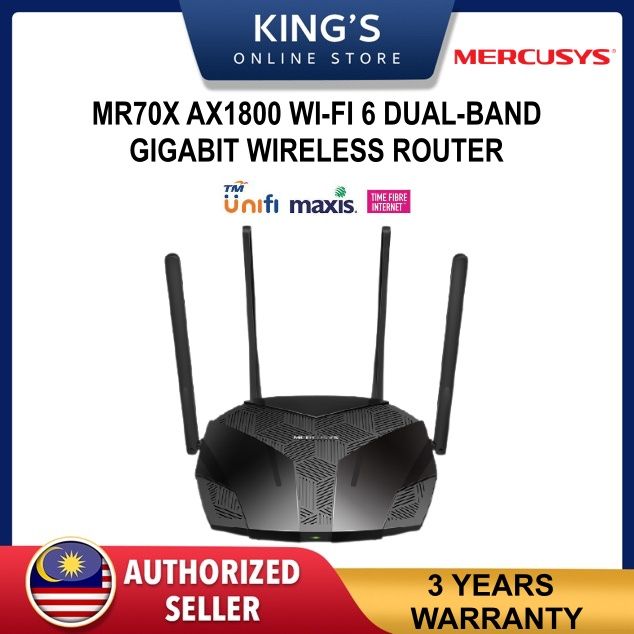 MERCUSYS MR70X AX1800 WiFi 6 Gigabit Wireless Router With VPN & Access ...