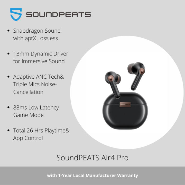 SoundPEATS Air4 Pro True Wireless Earbuds | Lazada PH