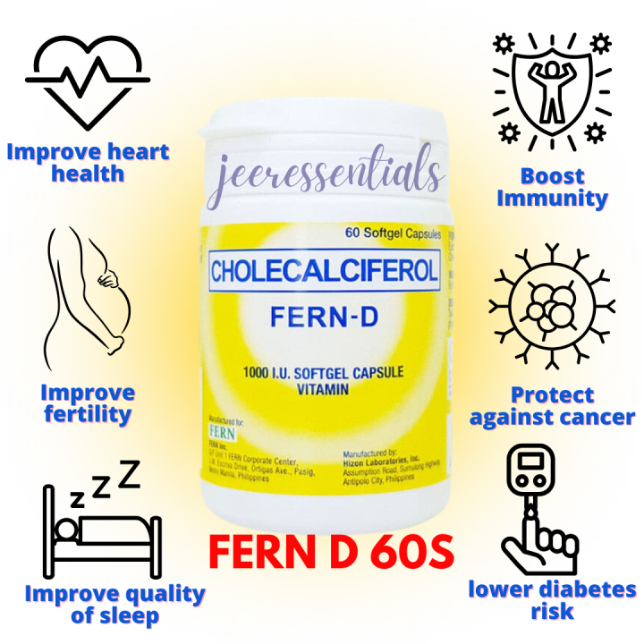 Original 60 pcs. Vitamin D3 / Cholecalciferol 1,000 IU per Softgel Capsule Supplement | Lazada PH