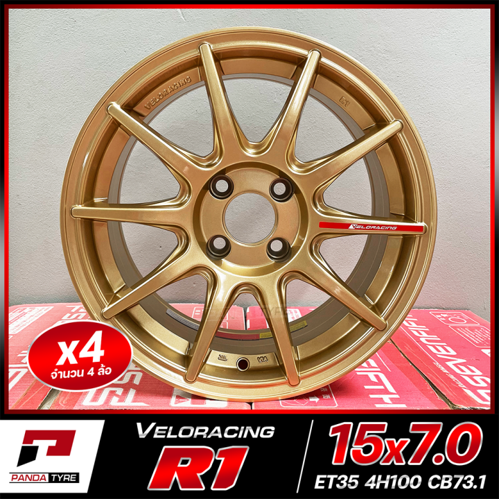 ล้อแม็กซ์ ขอบ15" Model R1 Color G2 (สีทอง) 15x7.0 ET35 4x100 CB73.1 (ราคาต่อชุด 4 ล้อ) จัดส่งฟรี ...