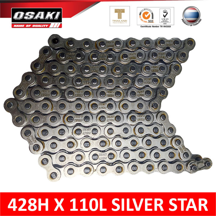 Osaki Silver Star Motorcycle Heavy Duty [428H] Roller Chain (100% Made ...
