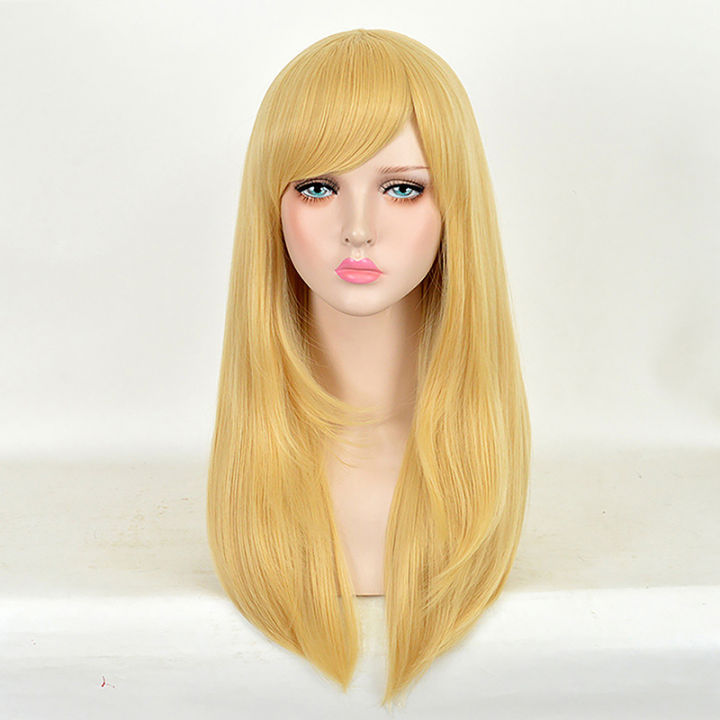 HUFANG Long Blonde Hair Alice In Wonderland Alice Cosplay Wig Straight ...