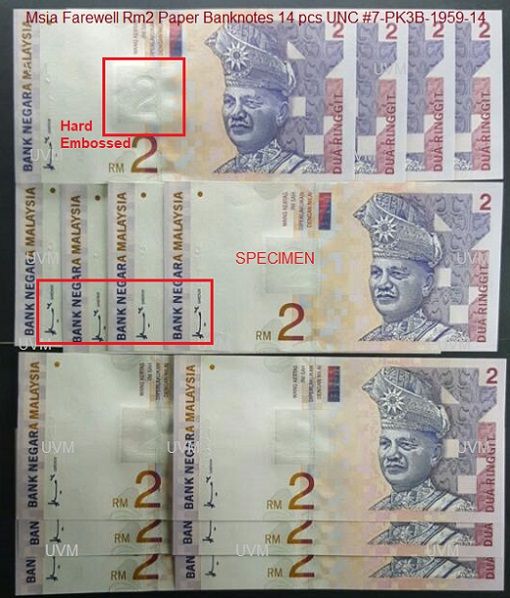 Malaysia Farewell of Rm2 Paper notes 14 pcs UNC #7-PK3B-1959-14 | Lazada