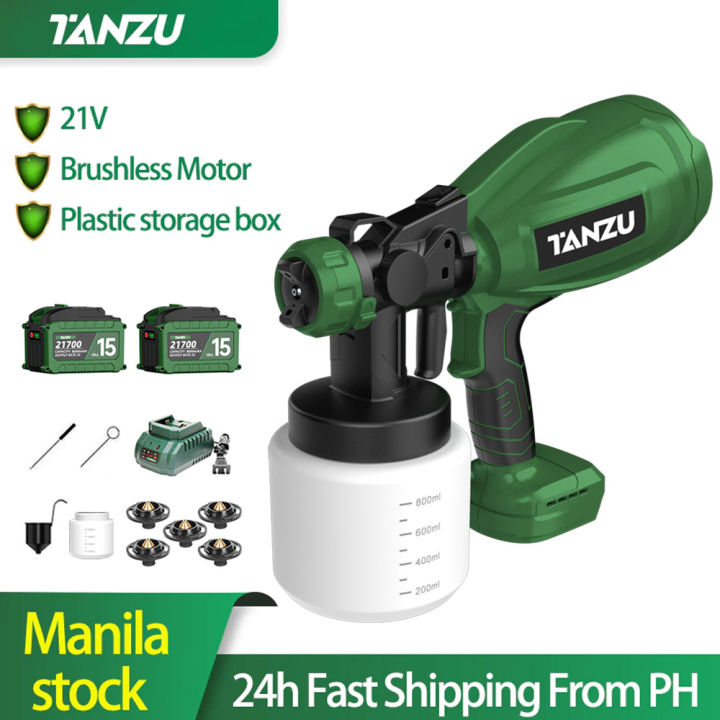 TANZU 21700 Battery Cordless Electric Spray Gun For Painting Paint ...