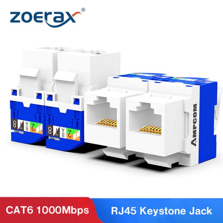 ZoeRax Cat6 RJ45 Keystone Jack Module Connector Network Coupler Ethernet Wall Jack No Punch Down ...