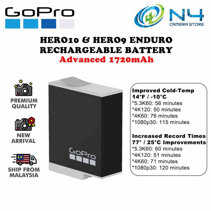 Gopro Enduro Rechargeable Battery for Hero 12 Hero11 & Hero10 & Hero9 ...