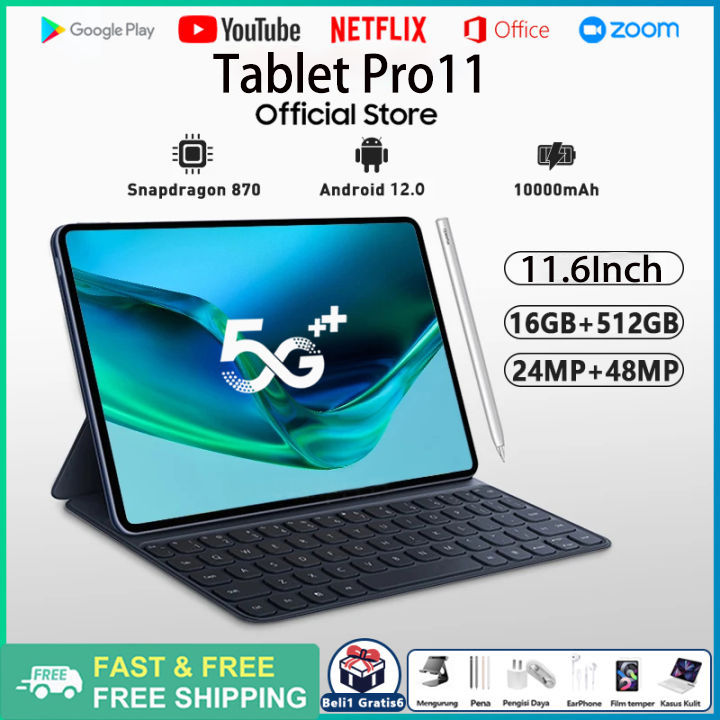 Tablet Pro 11 ราคาถูก 5G WiFi RAM 16GB ROM 11.6 GB Tab Dual SIMกล้องHD ...
