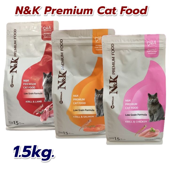 N&K Premium Cat Food 1.5kg. Cat food Krill and Lamb, Chicken, Salmon ...