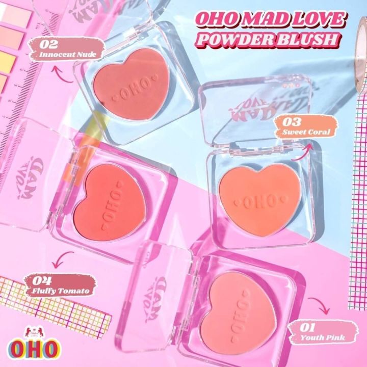 บลัชออนสีชัด ติดทน ไม่เป็นฝุ่น OHO MAD LOVE POWDER BLUSH | Lazada.co.th