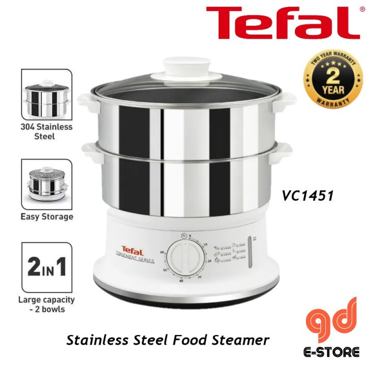 Tefal 6L Convenient Food Steamer (Stainless Steel) VC1451 | Lazada