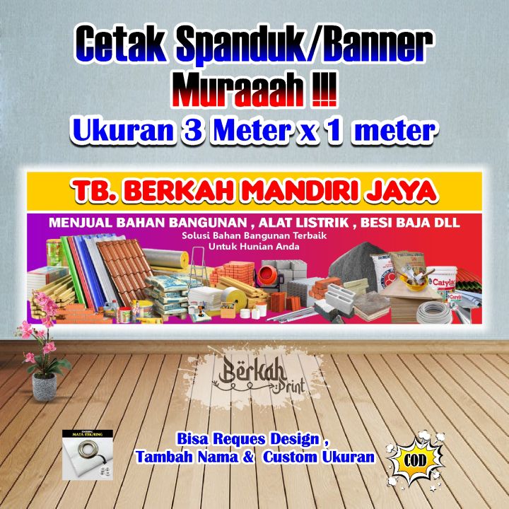 Spanduk Banner Toko Bahan Bangunan Ukuran 3 meter x 1 meter | Lazada ...