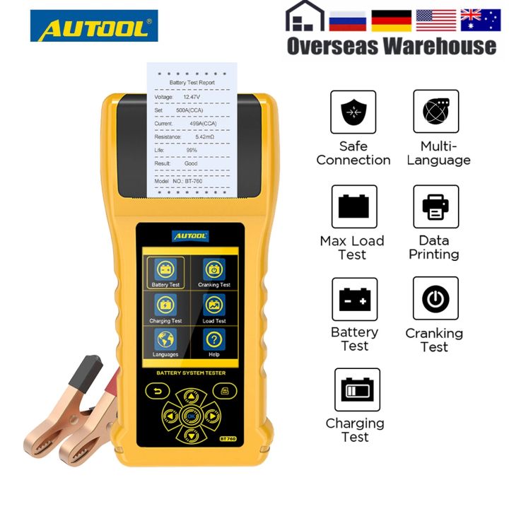 AUTOOL BT760 Battery Tester With Printer Battery yzer Tester Automobile ...