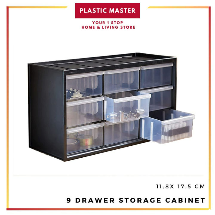 9 Multipurpose Small Items Storage Drawer Storage Cabinet Plastic ...