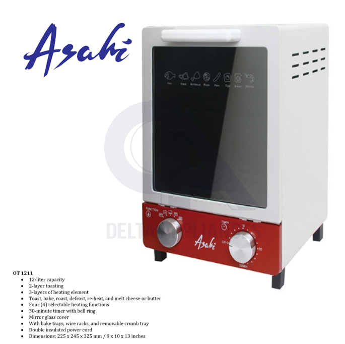 Asahi OT 1211 RED Electric Mini Oven 12L | Lazada PH