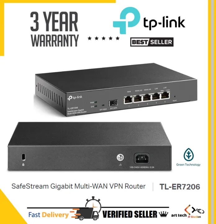 TP-Link TL-ER7206 SafeStream Gigabit Multi-WAN VPN Router | TL ER7206 ...