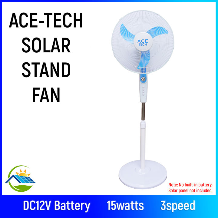 Ace-Tech DC12V Stand Fan 16 inches Solar to Battery system 3 speed ...