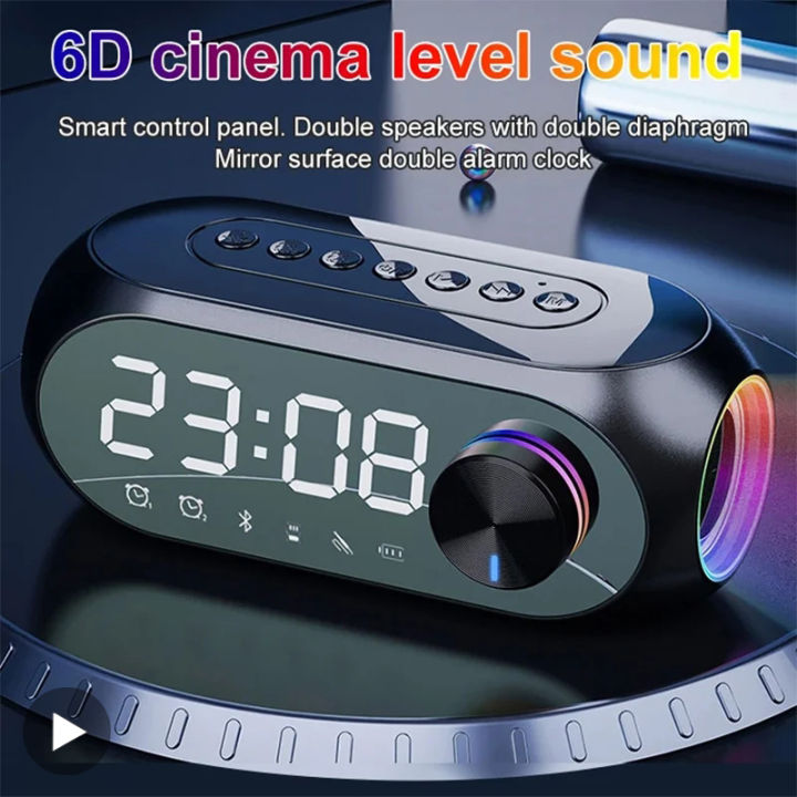 Alarm Clock Radio FM Bluetooth Speaker Portable Subwoofer Caixa De Som ...