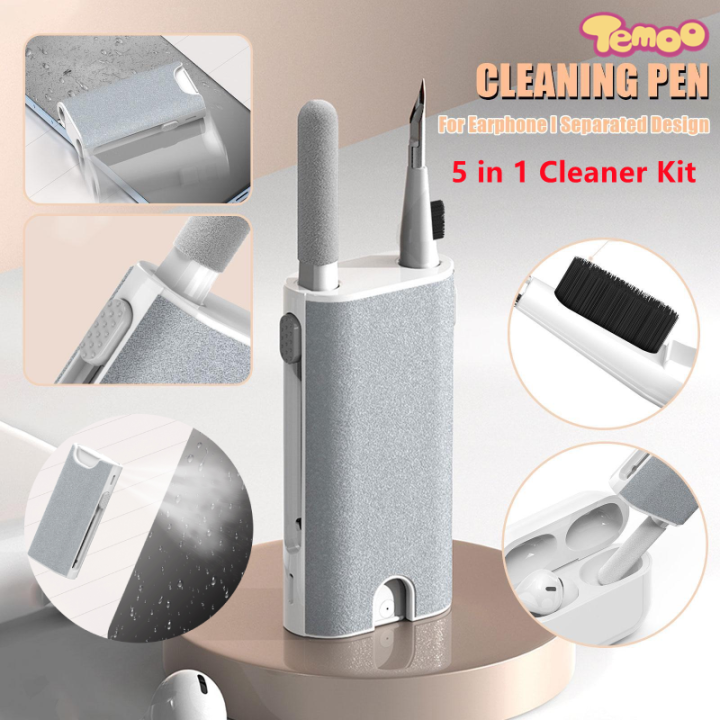 Temoo Q6 5 In 1ชุดทำความสะอาดหูฟังหูฟังเคสแปรงทำความสะอาดโทรศัพท์มือถือหูฟังบลูทูธคีย์บอร์ดแปรง ...