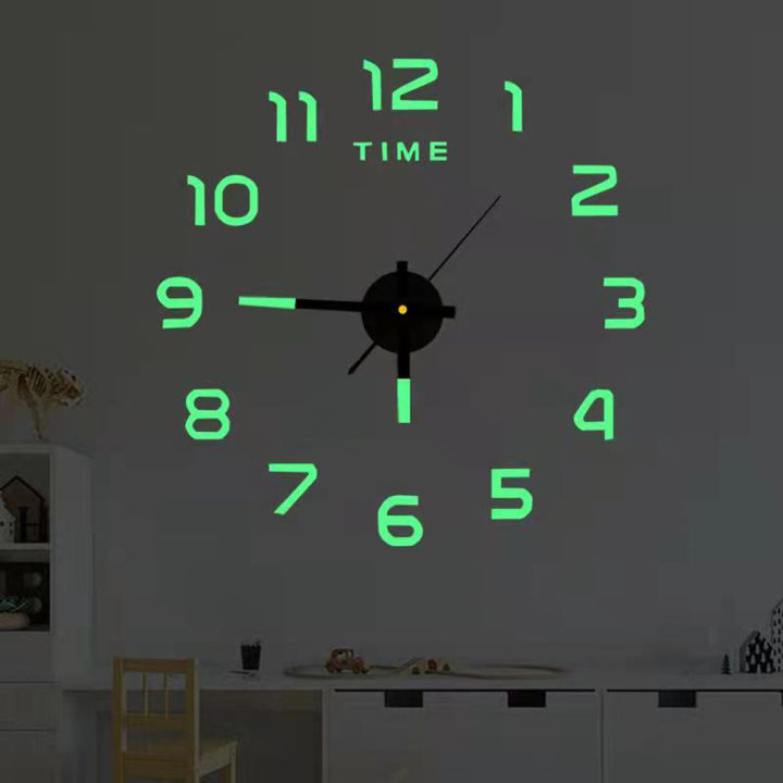 1PC Large Wall Clock 3D Luminous Frameless Wall Clocks Digital Clock ...