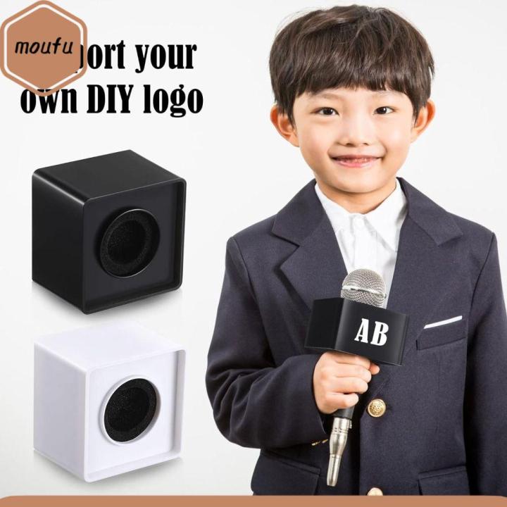 MOUFU DIY Microphone Logo Flag Customizable Universal Mic Cube Stand ...
