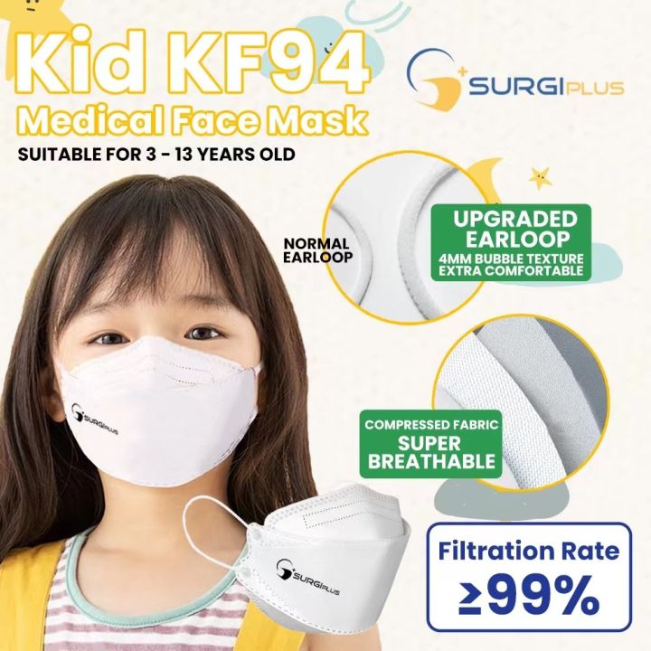 Surgiplus KIDS KF94 Medical Grade Face Mask 4ply MDA certified by KKM ...