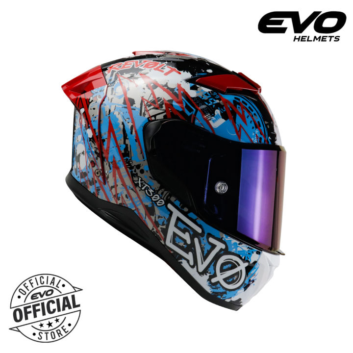 EVO XT-300 Revolt Dual Visor Full Face Helmet Motorcycle with Free ...