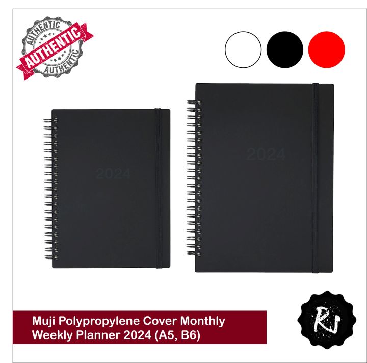 Muji A5 B6 Polypropylene Cover Monthly Weekly Planner - 2024 [Available ...
