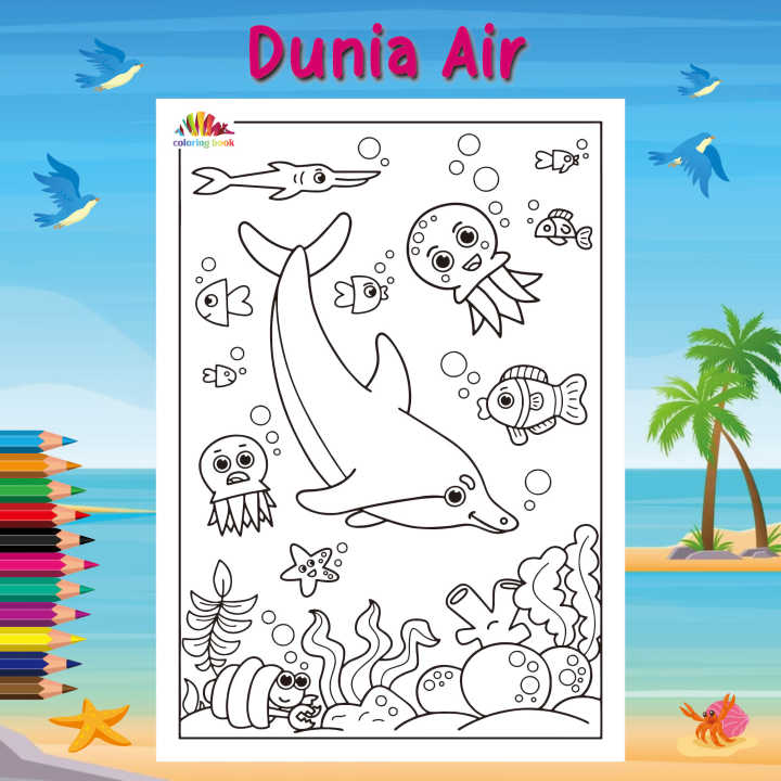 KERTAS MEWARNAI / COLORING / KERTAS GAMBAR / DUNIA AIR | Lazada Indonesia