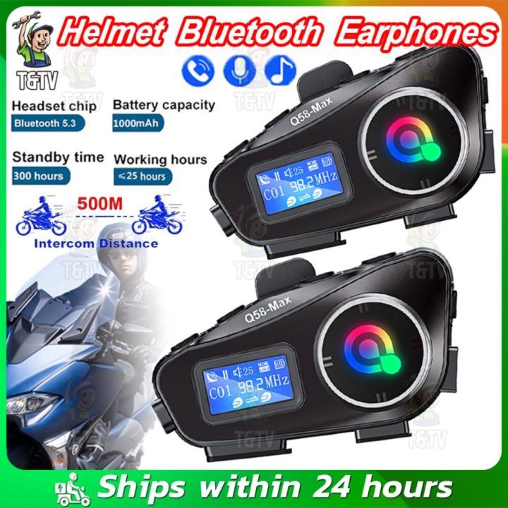 Motorcycle Helmet Intercom Bluetooth Headset For 2 Rider ...