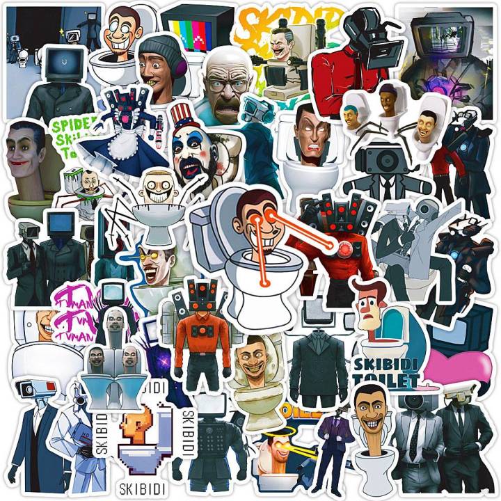 50PCS/set Skibidi toilet graffiti sticker suitcase motorcycle trolley ...