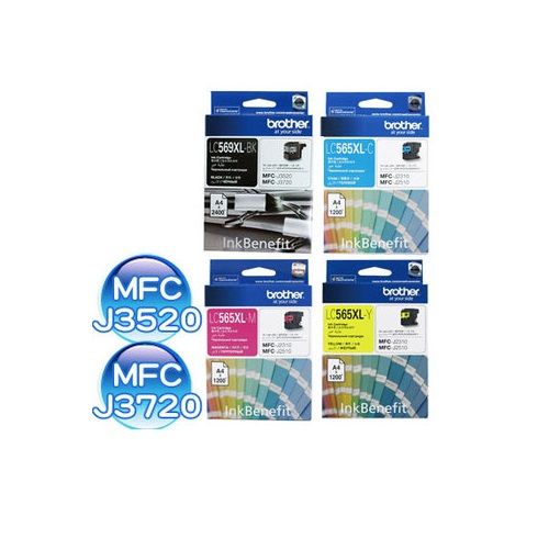 Brother LC-569XLBK + LC565XLC, M and Y Ink Cartridge (For MFC-J3520 & J3720) | Lazada