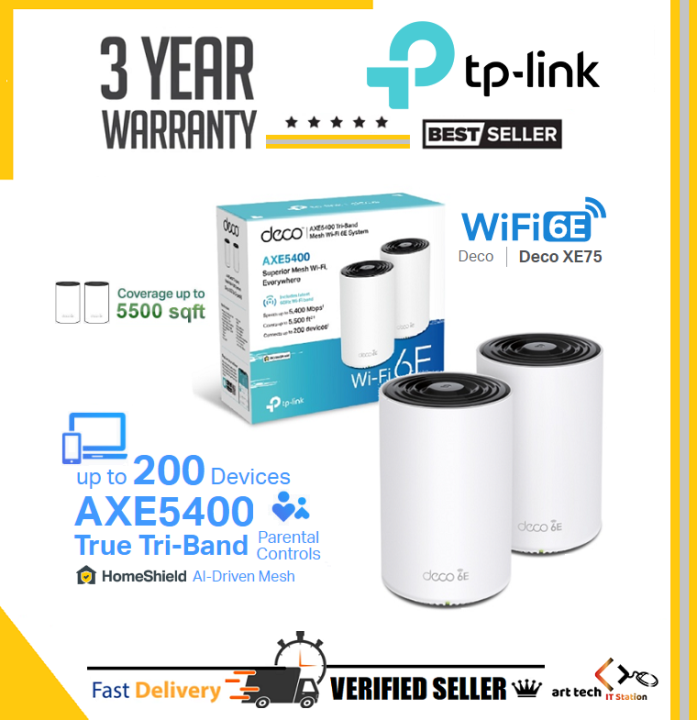 TP-Link Deco XE75 AXE5400 Tri-Band Mesh Wi-Fi 6E System Router | 2 Pack | Lazada