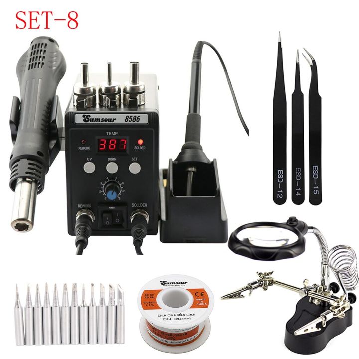 Sumsour 8586เครื่องเชื่อมเหล็กเครื่องปืนเป่าลมร้อนอากาศร้อน SMD BGA ...