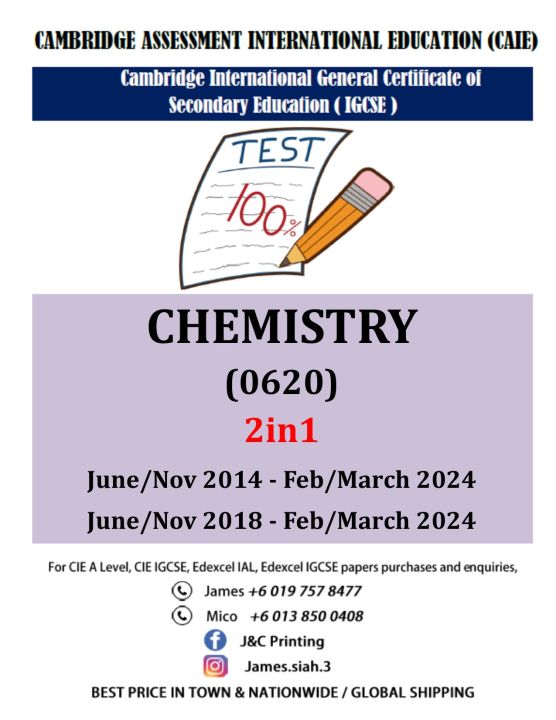 Cambridge Igcse CHEMISTRY (0620) 2IN1 VERSION(PAPER 2,4,6)EXTENDED PAST ...