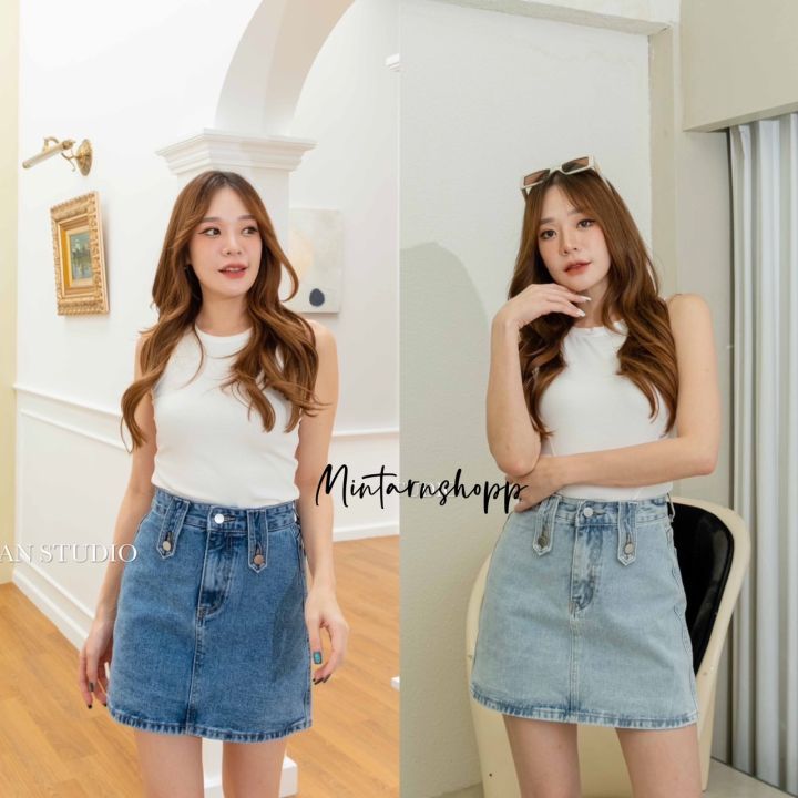 💕ลดล้างสต๊อค กระโปรงกางเกง แต่งดีเทลด้านหน้า No.51333 | Lazada.co.th