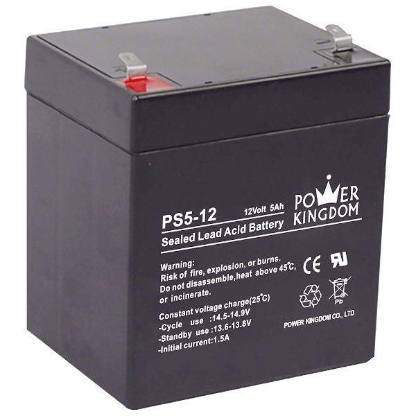 Power Kingdom 12V 5Ah 20hr Battery 12 Volts 5 Ampere UPS replaces 12V 4 ...