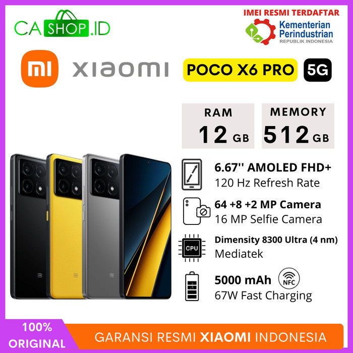 Xiaomi Poco X6 Pro 5G NFC - 12GB 512GB (12/512) AMOLED Garansi Resmi ...