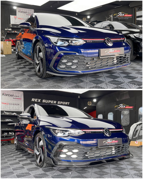 VW Volkswagen Golf Mk8 GTI R Line CMST Dry Carbon Front Side Lip Canard ...