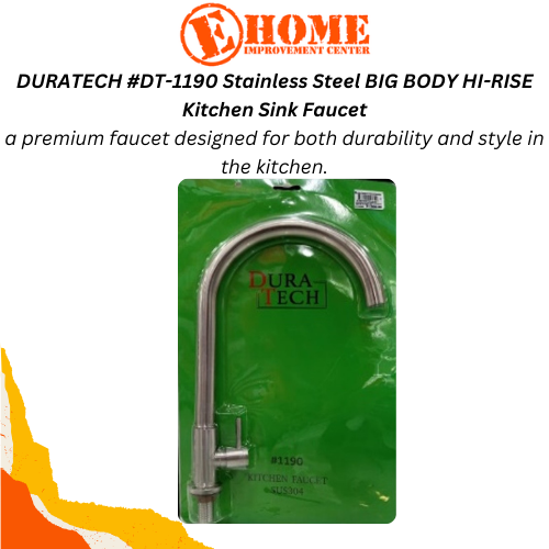 DURATECH #DT-1190 Stainless Steel BIG BODY HI-RISE Kitchen Sink Faucet ...