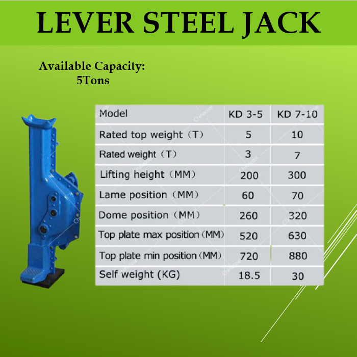 5T Lever Steel Jack manual handle mechanical jack rack screw jack ...