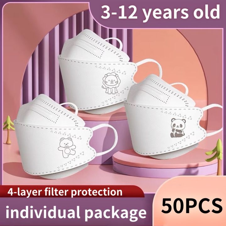 Hourser 50Pcs/10Pcs KF94 Kids Mask 4 Layers Cartoon 3D Disposable ...