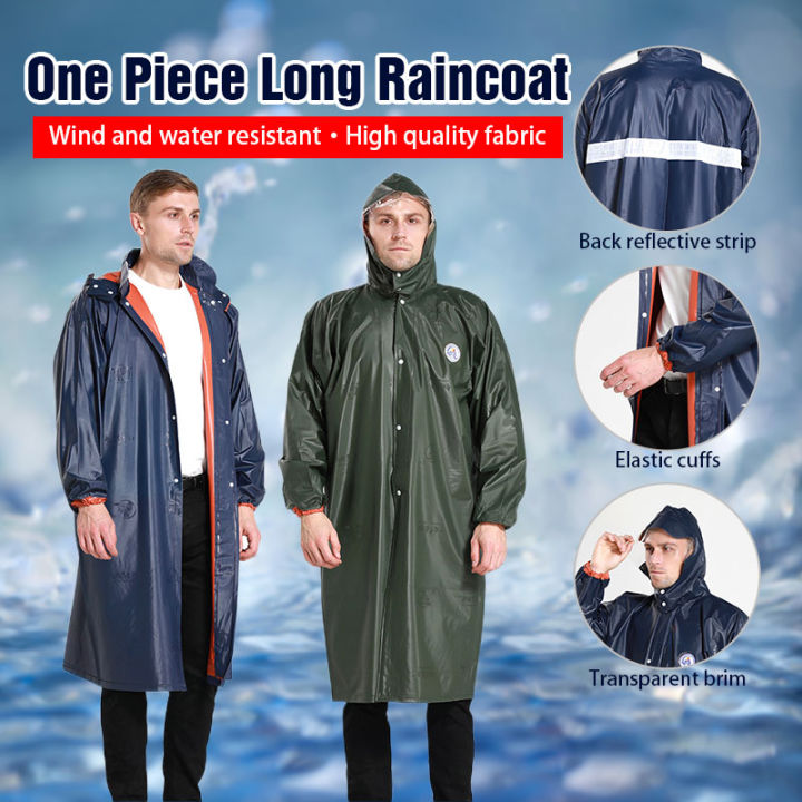 PVC Waterproof Adult Raincoat Long Jacket Composite Film Reflective ...