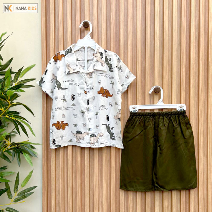 Setelan Kemeja Anak Kombinasi Bahan Rayon Twill Usia 1-5 Tahun Nana ...